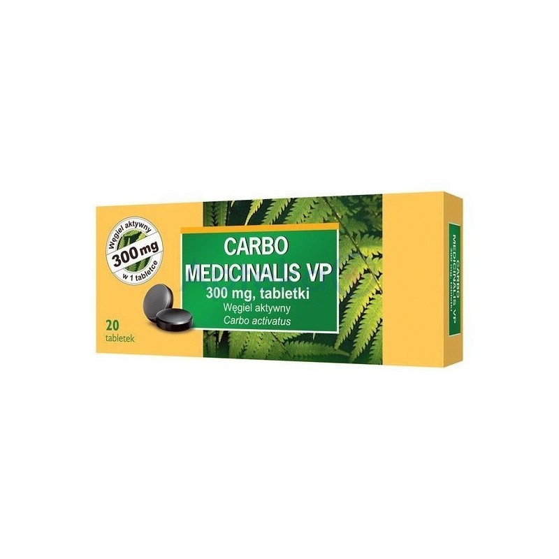 Carbo medicinalis Wegiel VP 300 mg tablets 20 tablets – Zdrowie & Uroda