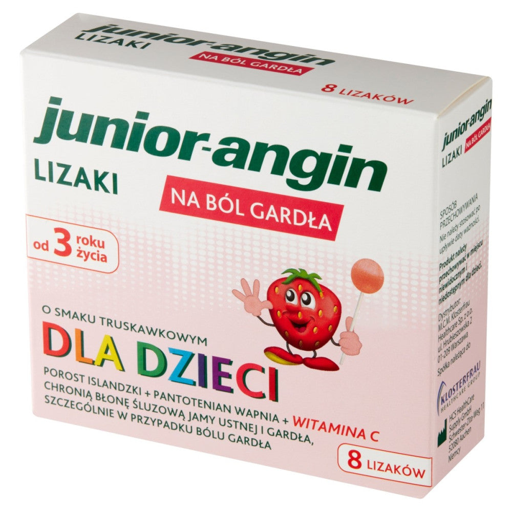 Junior-angin sore throat lollipops for children with strawberry flavor ...